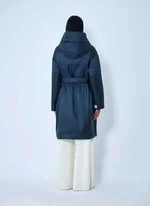 Max Mara Hooded Quilted Coat With Belt - Blue