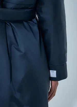 Max Mara Hooded Quilted Coat With Belt - Blue