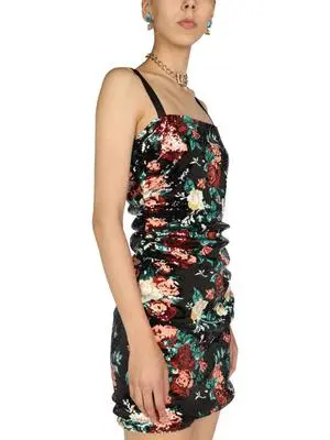 Dolce & Gabbana Rose Embroidery Short Dress - Multicolor