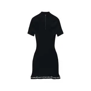 Alexander Wang Rib-knit Quarter-zip Dress - Black