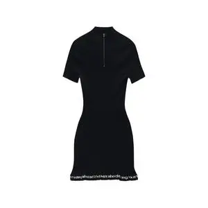 Alexander Wang Rib-knit Quarter-zip Dress - Black