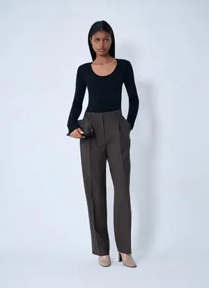 TOTEME Pleated Wool Twill Pants - Brown