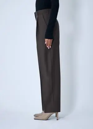 TOTEME Pleated Wool Twill Pants - Brown