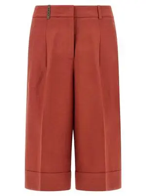 Peserico Linen Viscose Bermuda Shorts - Red