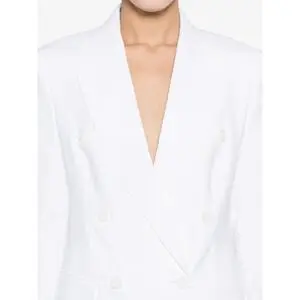 Max Mara Double-breasted Cotton Blazer - White