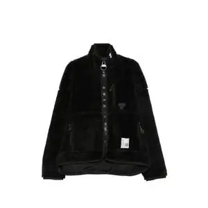 Mihara Yasuhiro Fleece Textured Zip Up Jacket - Black