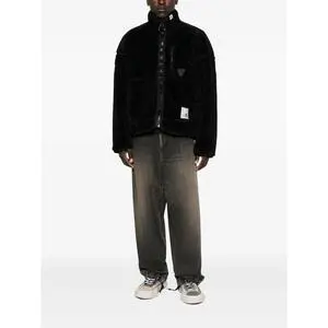 Mihara Yasuhiro Fleece Textured Zip Up Jacket - Black