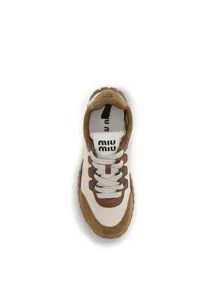 Miu Miu Fabric And Suede Sneakers - Cream