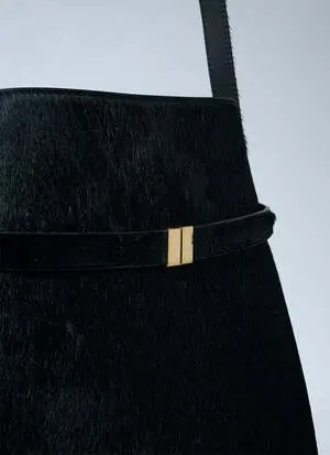 TOTEME Belted Pony Hair Bucket Bag - Black