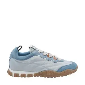 Miu Miu Suede And Fabric Tyre Sneakers - Blue