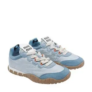 Miu Miu Suede And Fabric Tyre Sneakers - Blue