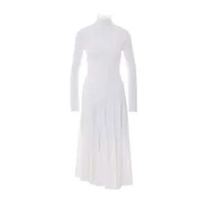 Alaïa Ribbed Turtleneck Dress - White