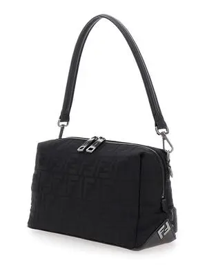 Fendi Shoulder Bag 'lui Medium' With Ff All-over Motif In Tech Fabric For - Black