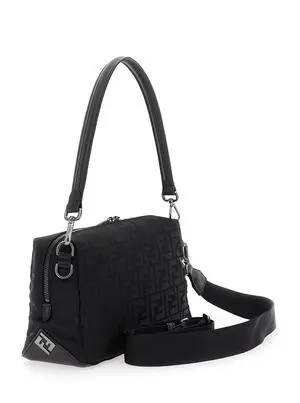 Fendi Shoulder Bag 'lui Medium' With Ff All-over Motif In Tech Fabric For - Black