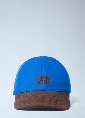 Miu Miu Cotton Twill Logo Baseball Cap - Brown