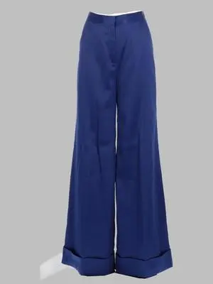 SELF-PORTRAIT Pantalone Ampio In Raso - Blue