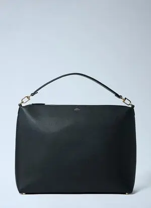 TOTEME Medium Bevel Grained Leather Shoulder Bag - Black