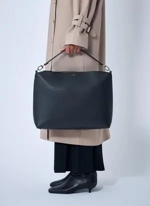 TOTEME Medium Bevel Grained Leather Shoulder Bag
