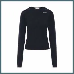 Miu Miu Logo Wool Boat Neck Shirt