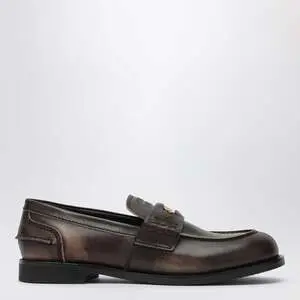 Miu Miu Vintage-effect Leather Loafers - Brown
