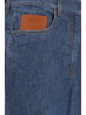 Fendi Wide-leg Chambray Jeans