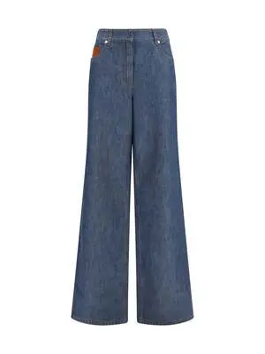 Fendi Wide-leg Chambray Jeans - Blue