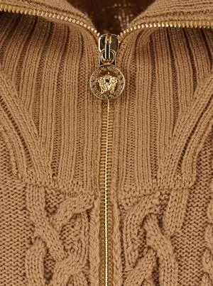 Versace High Neck Zip Wool Sweater - Multicolor