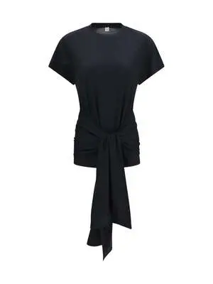 TOTEME Draped-waist Jersey T-shirt - Black