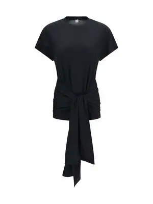 TOTEME Draped-waist Jersey T-shirt - Black