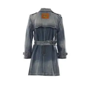 Burberry Coated Denim Short Trench With Check Lining