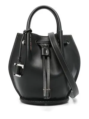 TOD'S Logo-charm Leather Mini Bucket Bag - Black