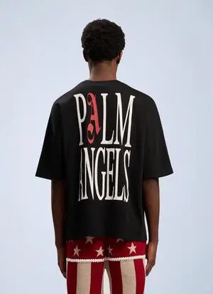 Palm Angels Flames Flag Loose T-shirt - Black