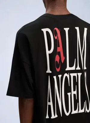 Palm Angels Flames Flag Loose T-shirt - Black