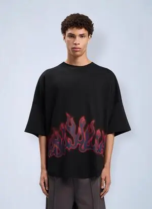 Palm Angels Flames Over T-shirt - Black