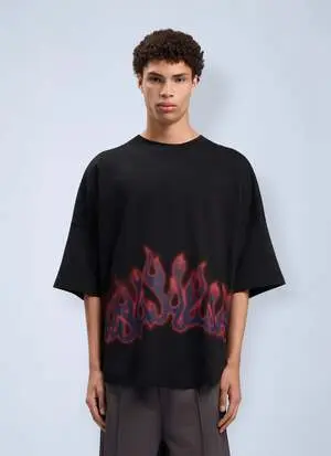 Palm Angels Flames Over T-shirt - Black