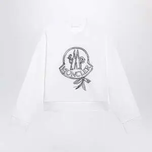 Moncler Cotton Sweatshirt With Embroidered Logo - White