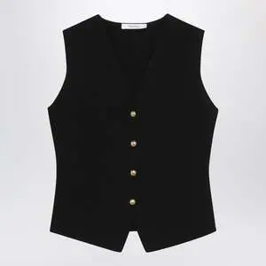 Max Mara Vest In Viscose Crepe Yarn - Black