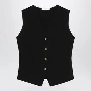 Max Mara Max Mara Black Vest In Viscose Crepe Yarn Women Black