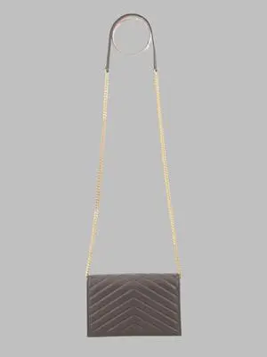 Saint Laurent Envelope Cassandre Chain Wallet - Gray