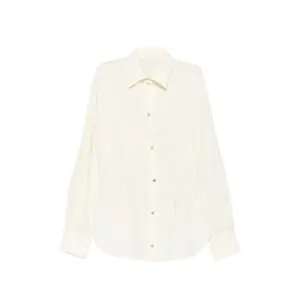 Moncler Logo Patch High Neck Long Sleeve Shirt - Cream