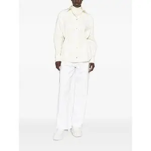 Moncler Logo Patch High Neck Long Sleeve Shirt - Cream
