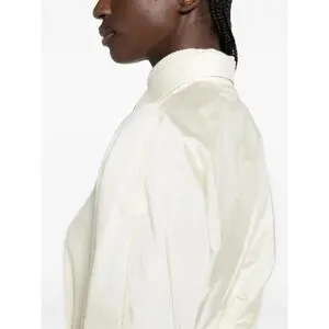 Moncler Logo Patch High Neck Long Sleeve Shirt - Cream