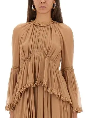 Zimmermann Hypnotic Peplum Ruffle Dress - Cream