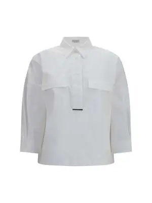 Brunello Cucinelli Cotton Shirt With Monili Details - White