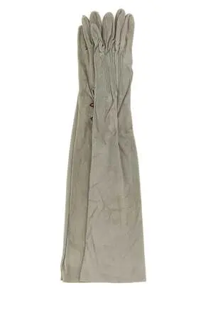 Prada Ligh Grey Suede Long Gloves - Gray