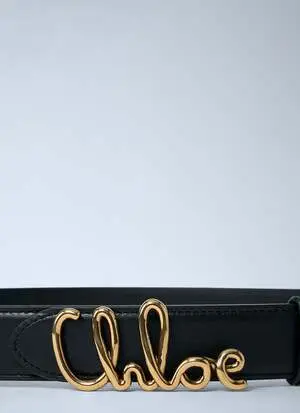 Chloé Leather Logo Belt - Black