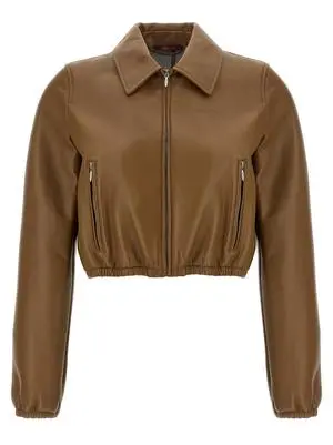 Gucci GUCCI Cropped Leather Jacket Cream