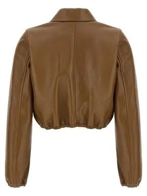 Gucci Cropped Leather Jacket - Cream
