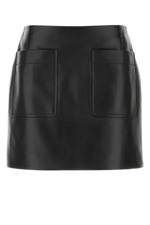 Bottega Veneta Leather Mini Skirt - Black