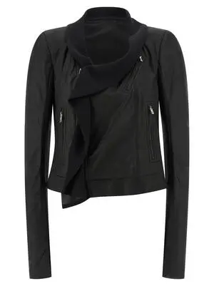 Rick Owens Scarf Biker' Jacket - Black